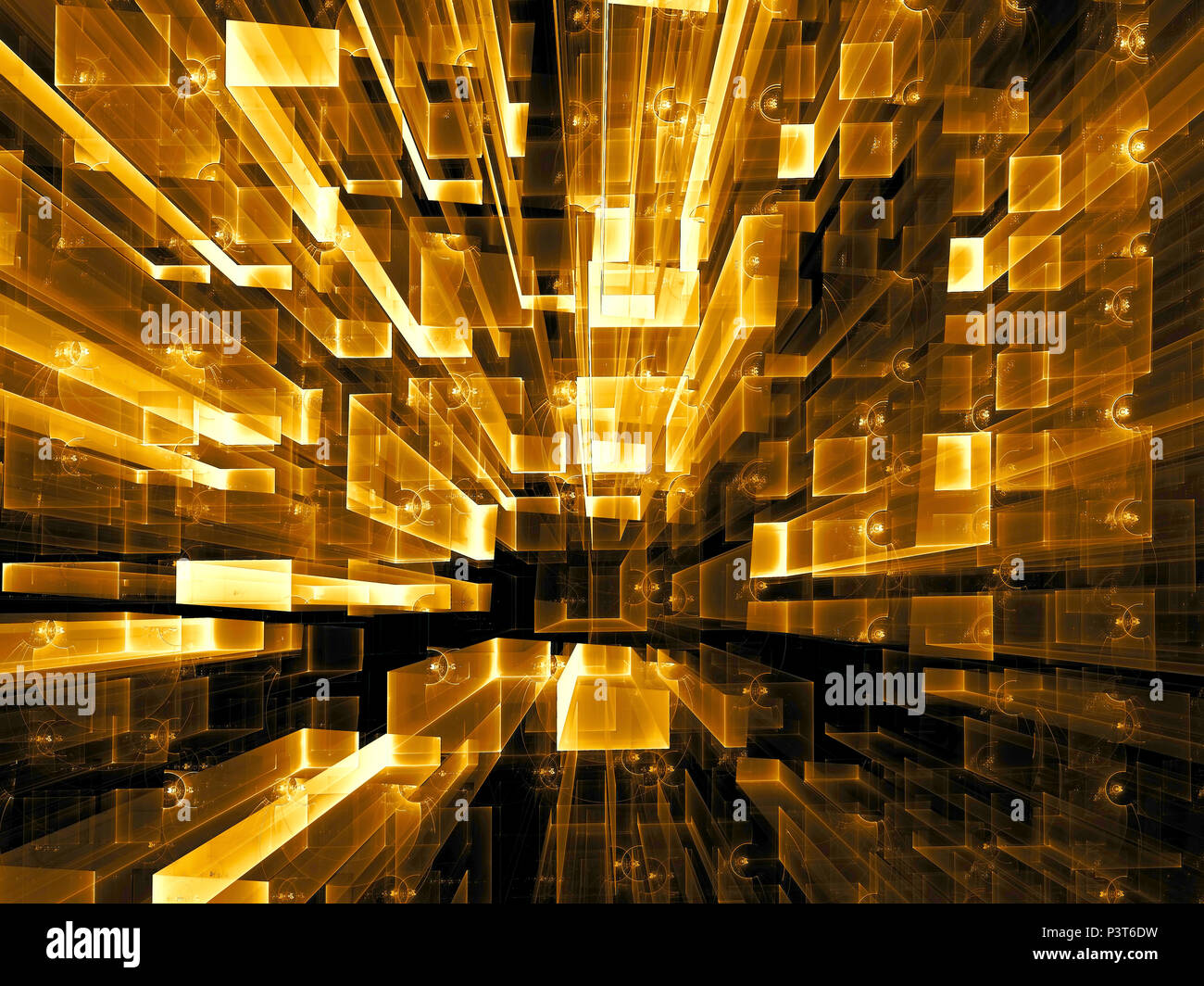 Golden technology background. Abstract computer-generated image ...