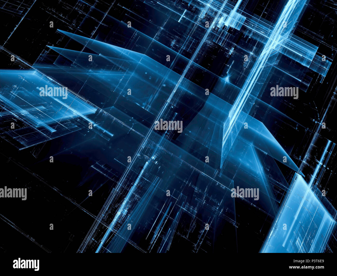Dark blue technology background - glass city. Abstract computer ...