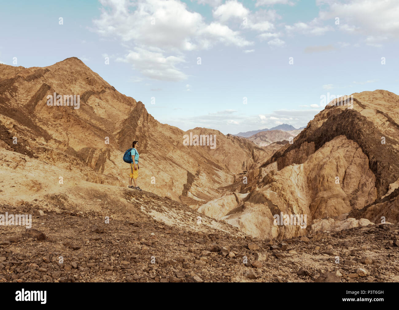 Woman Hiker with backpack enjoy view in desert Stock Photo - Alamy
