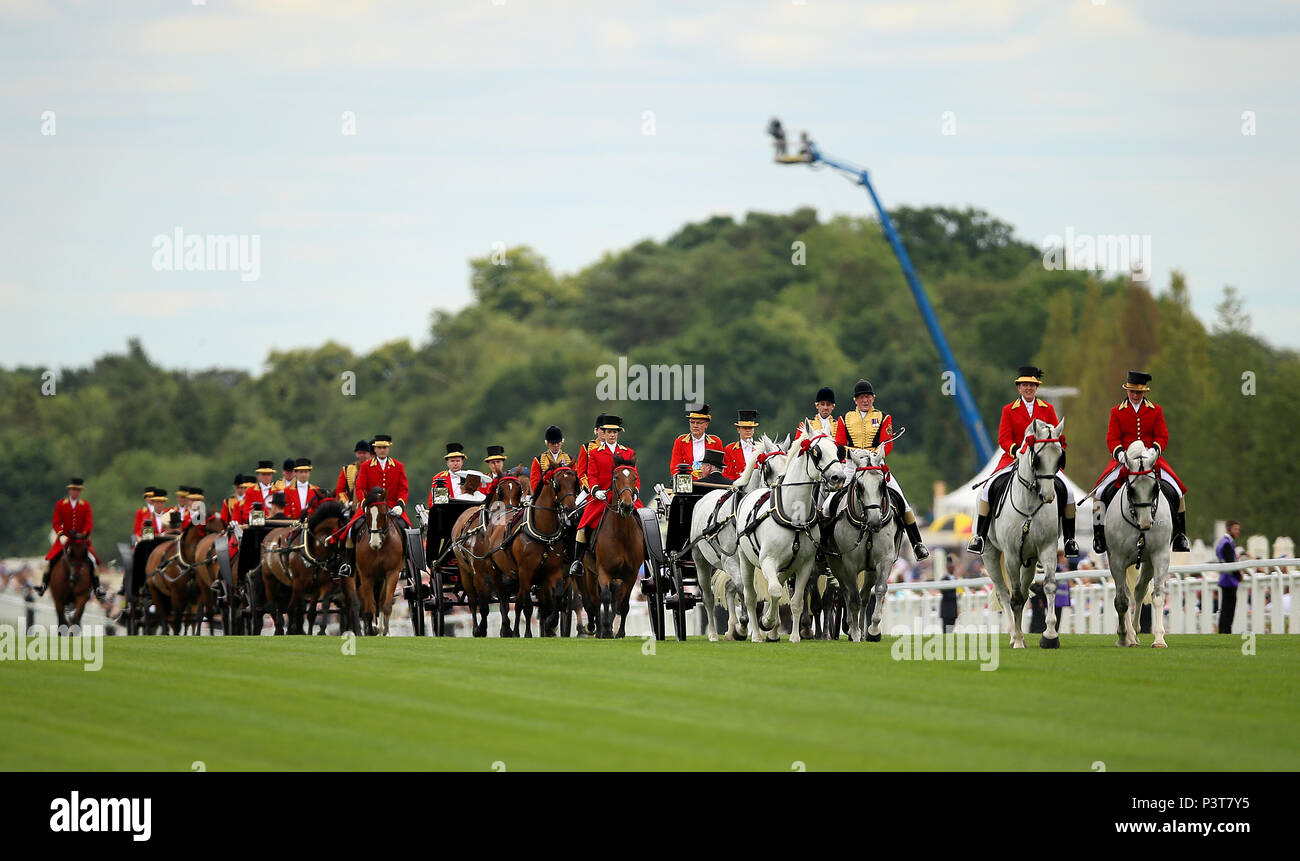 The Royal procession arriving during day one of Royal Ascot at Ascot ...