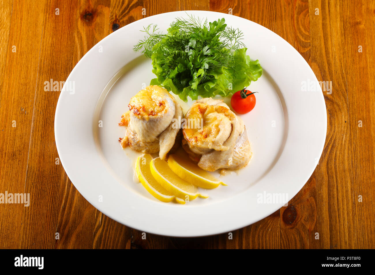Steamed Trout fillet roll Stock Photo - Alamy