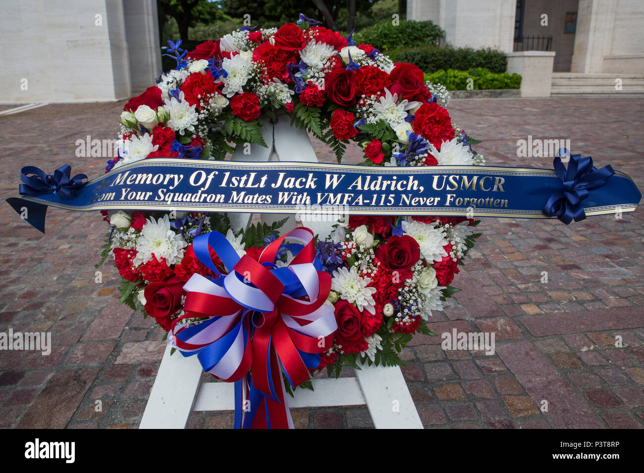HONOLULU — A wreath bearing the name of 1st Lt. Jack Aldrich is ...