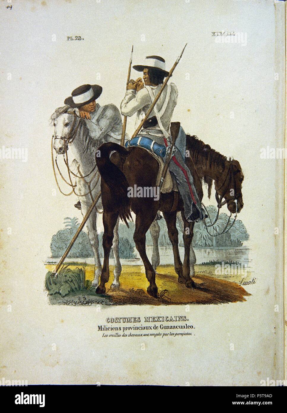 TRAJES CIVILES, MILITARES Y RELIGIOSOS DE MEXICO - 1828 - MILICIANOS DE ...