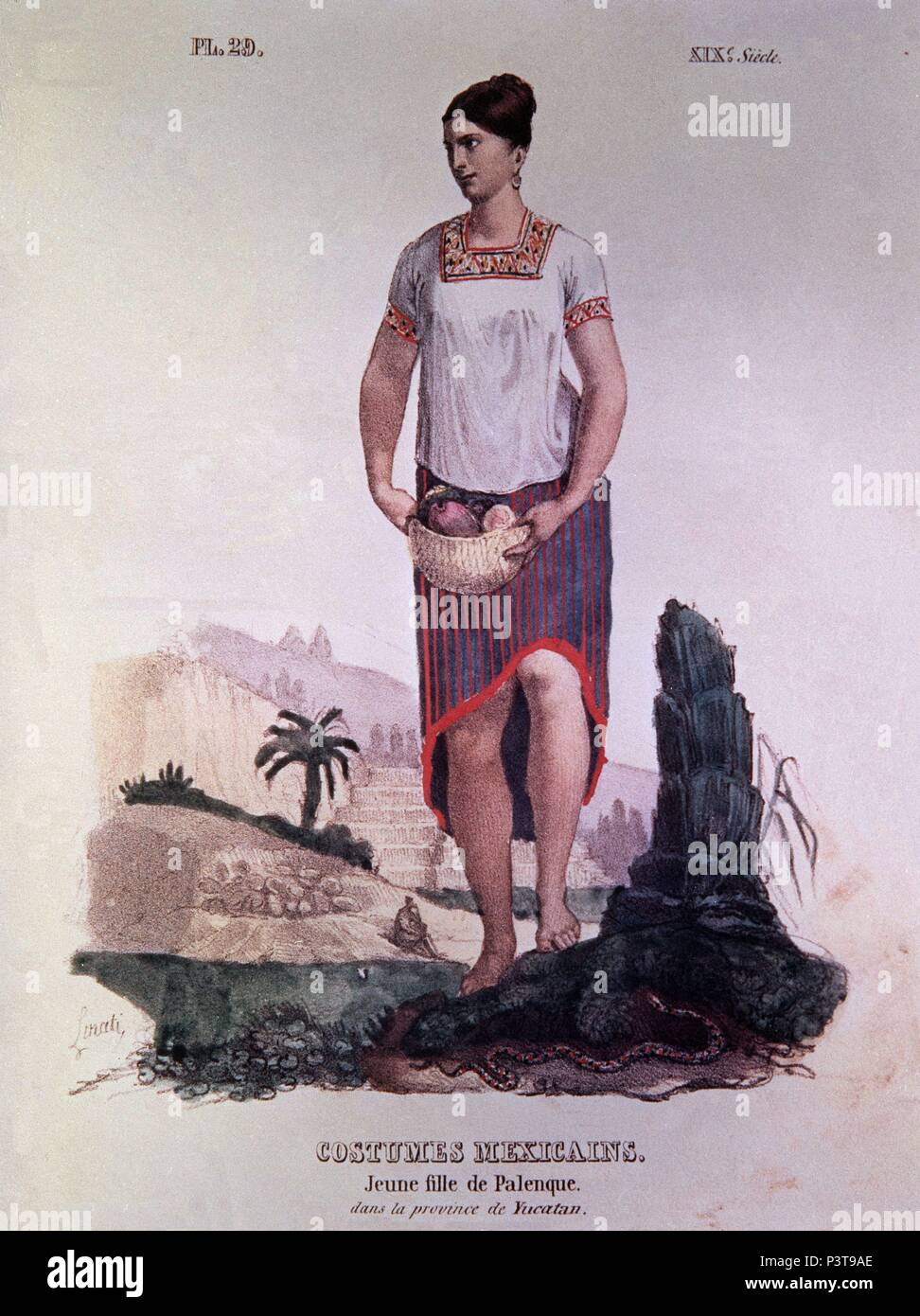 TRAJES CIVILES, MILITARES Y RELIGIOSOS DE MEXICO - 1828 - MUJER JOVEN ...