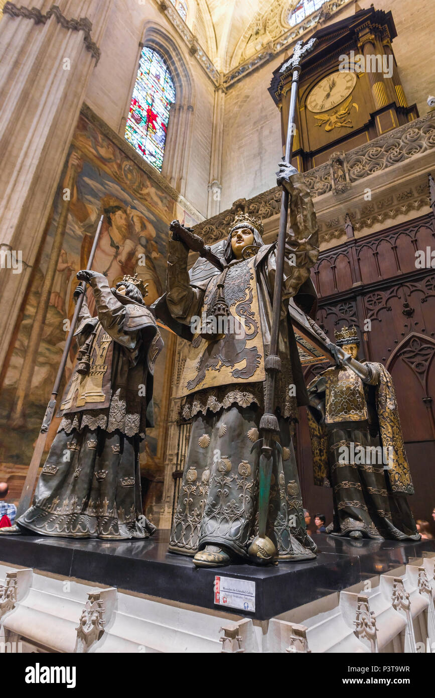 Seville Cathedral, view of the front of the tomb of Christopher ...