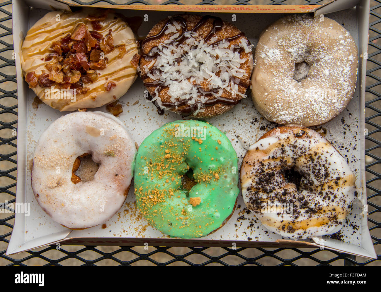 Colored donuts in the box Stock Photo - Alamy