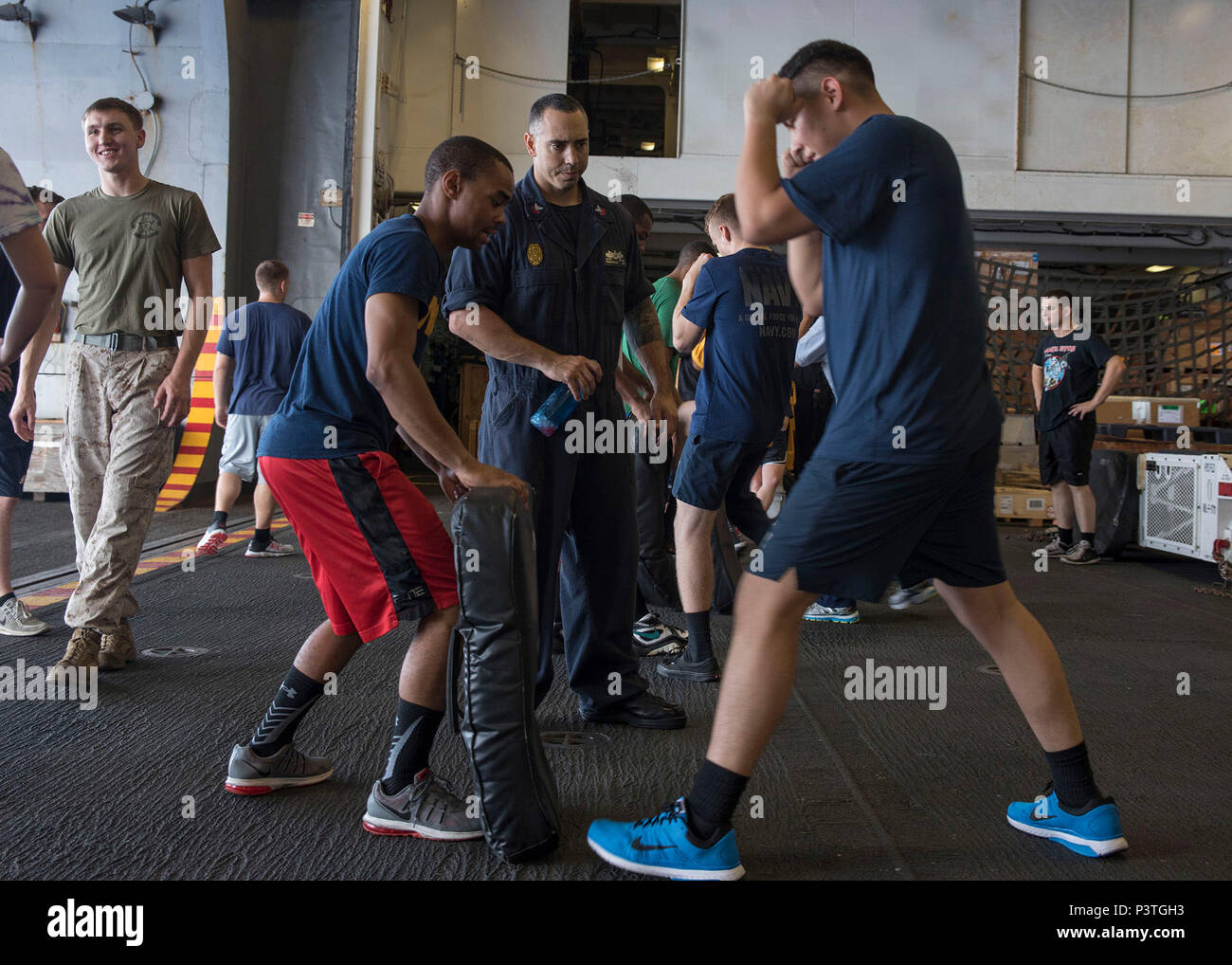160726-N-LG762-103 MEDITERRANEAN SEA (July 26, 2016) Sailors conduct ...