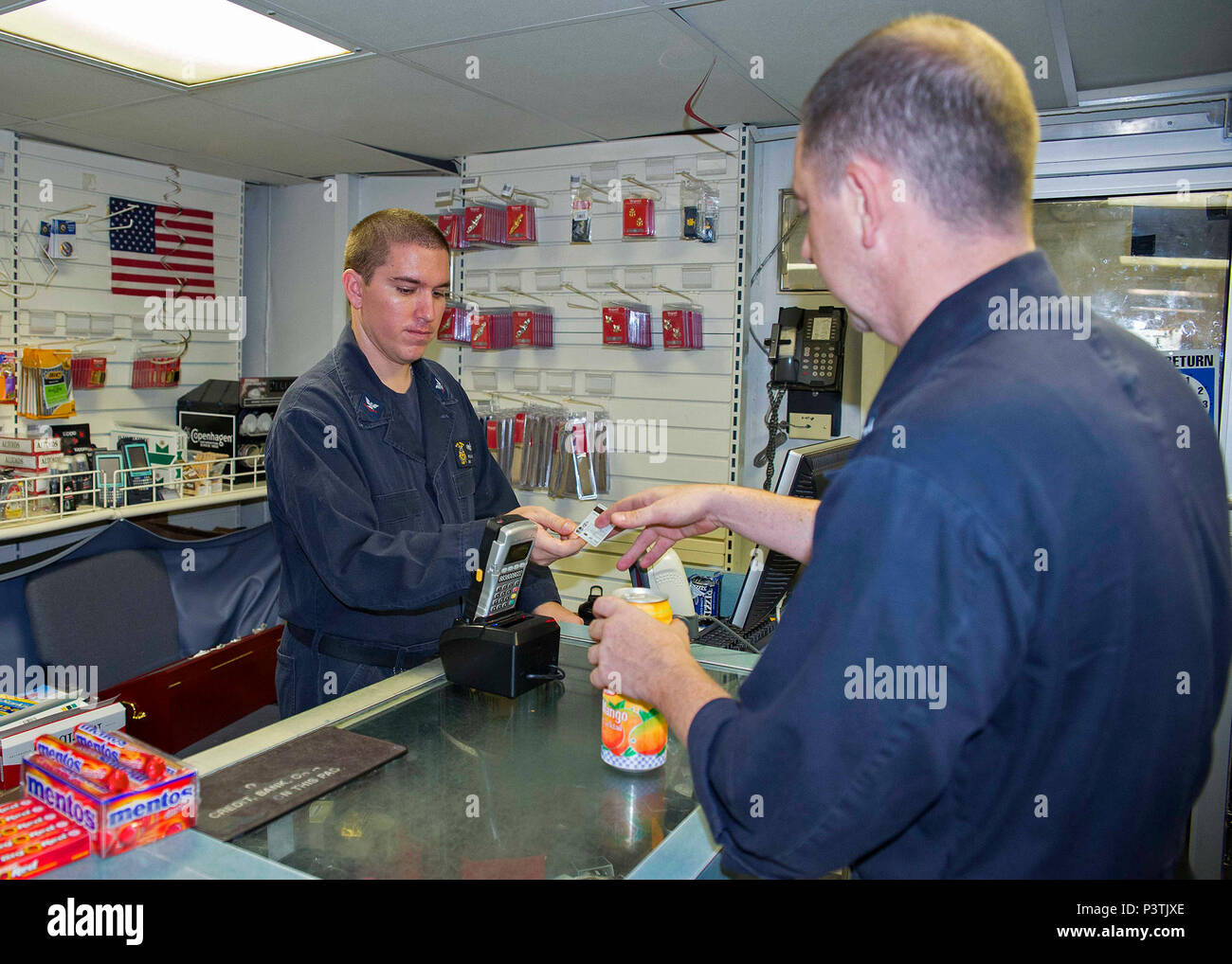 160729-N-TO519-113 MEDITERRANEAN SEA (July 29, 2016) Ship's Serviceman ...