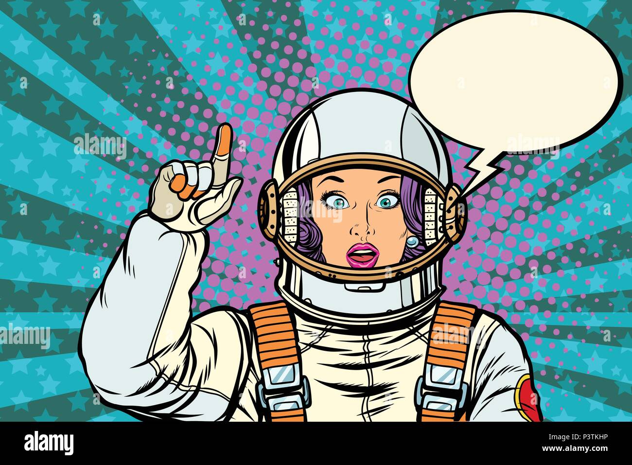 astronaut woman attention gesture. Caution warning Stock Vector Image ...