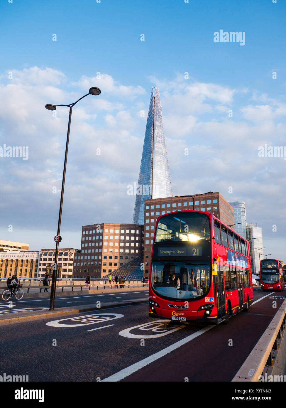 Red London Bus, London Bridge, River Thames, London, England, UK, GB ...