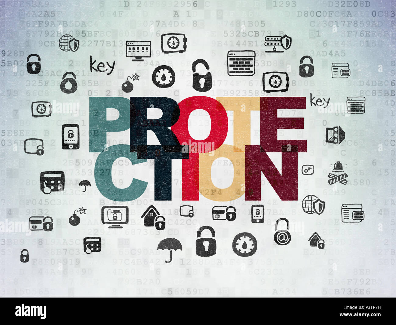 Privacy concept: Protection on Digital Data Paper background Stock ...