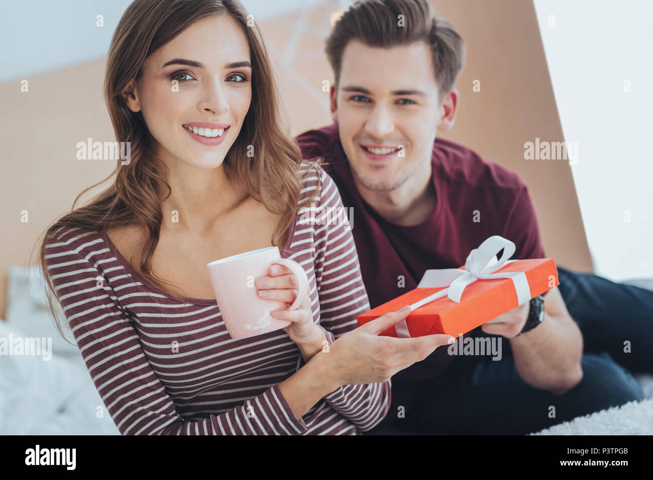 Delighted nice woman taking hi-res stock photography and images - Alamy