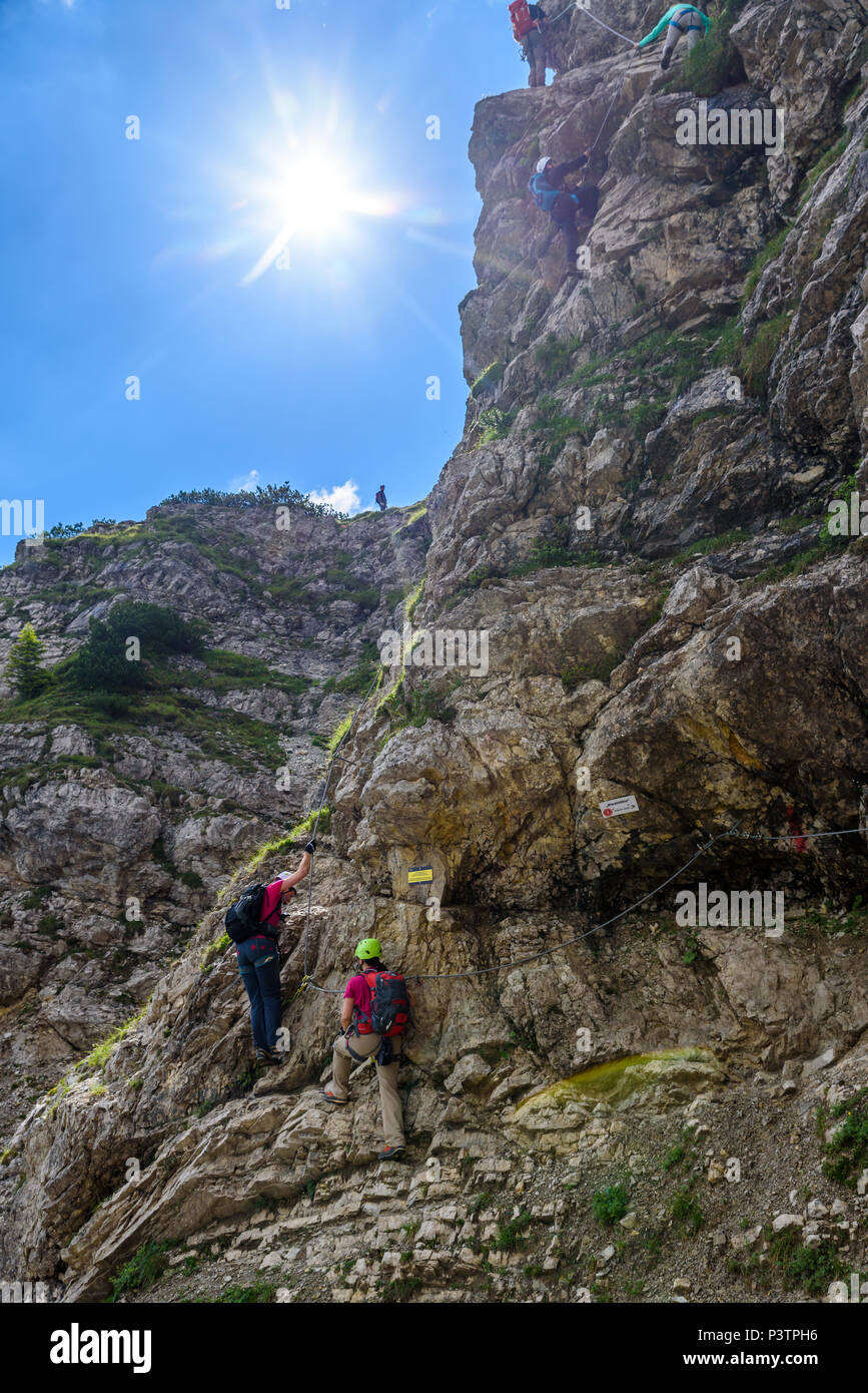 Hiker climbing in the mountain of Alps, Europe Stock Photo - Alamy