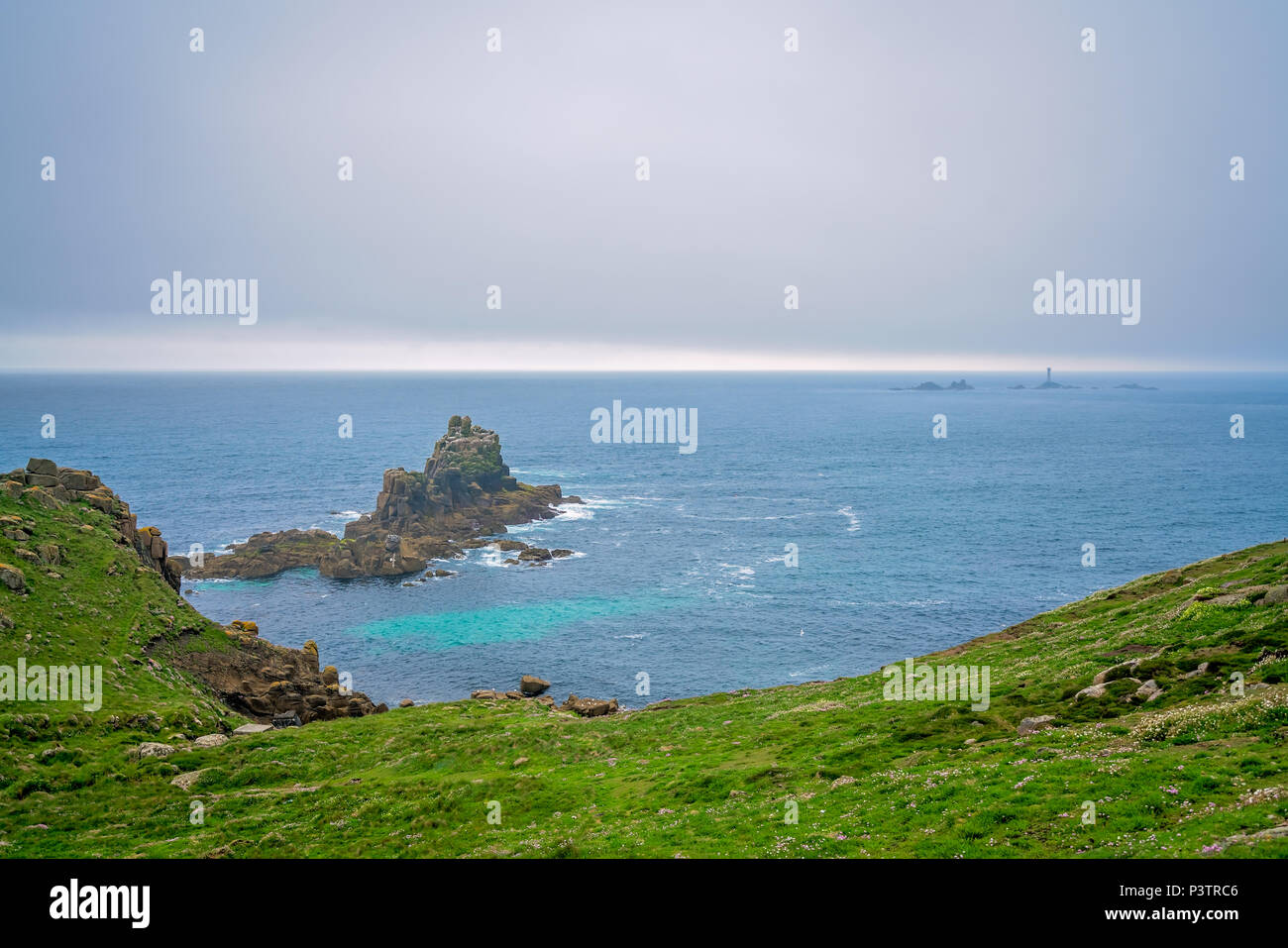 Landscape of the Lands End - the most westerly point of England which ...
