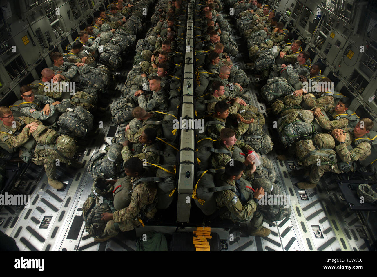 U.S. Army members from the 82nd Airborne Division prepare to jump on ...