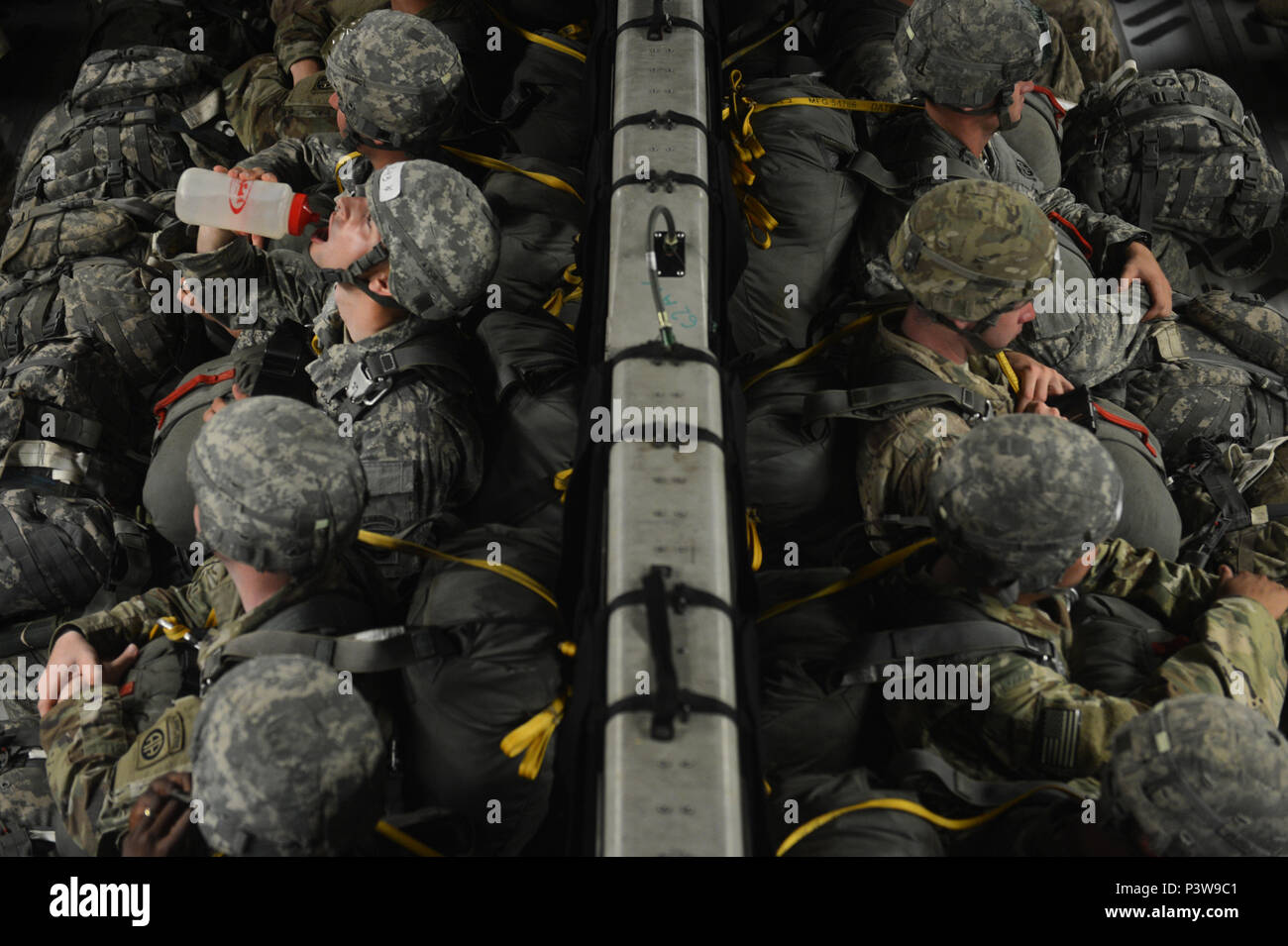U.S. Army members from the 82nd Airborne Division prepare to jump on ...