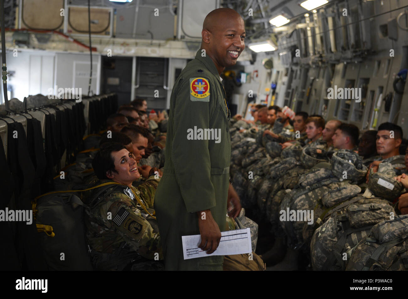 U.S. Air Force Maj. Jaron Roux, 62nd Operations Support Squadron, talks ...