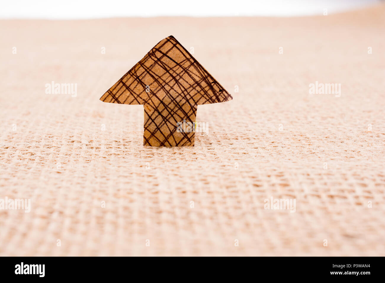 Arrow sign cut out of brown paper on canvas Stock Photo - Alamy