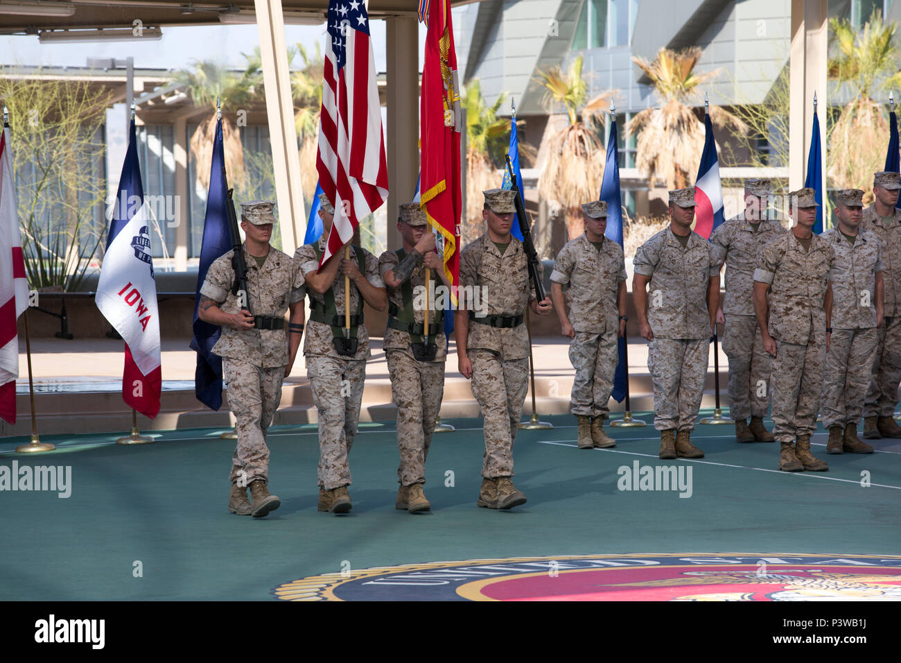 Marines Corps Tactics and Operations Group’s Color Guard march on the ...