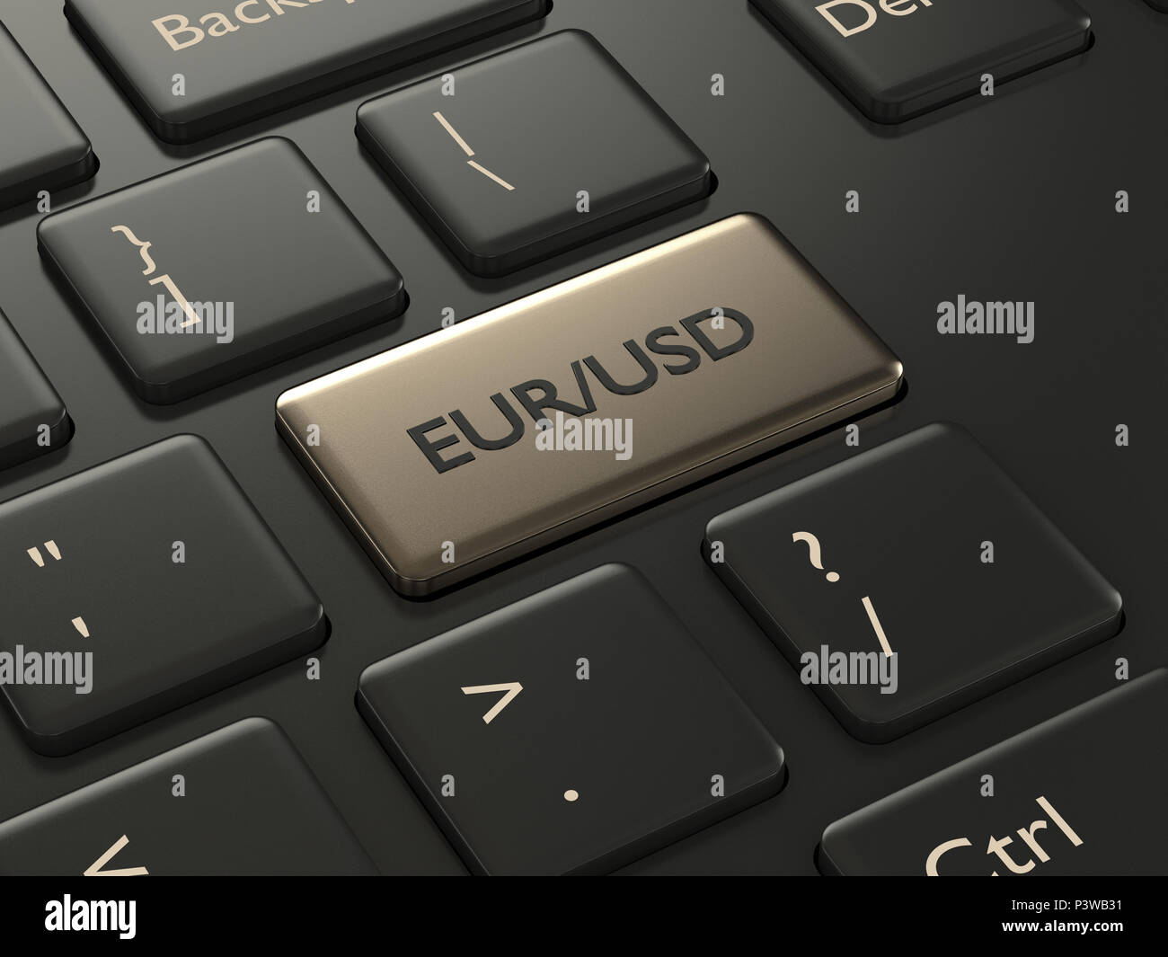 3d render of computer keyboard with euro and dollar button. Forex ...
