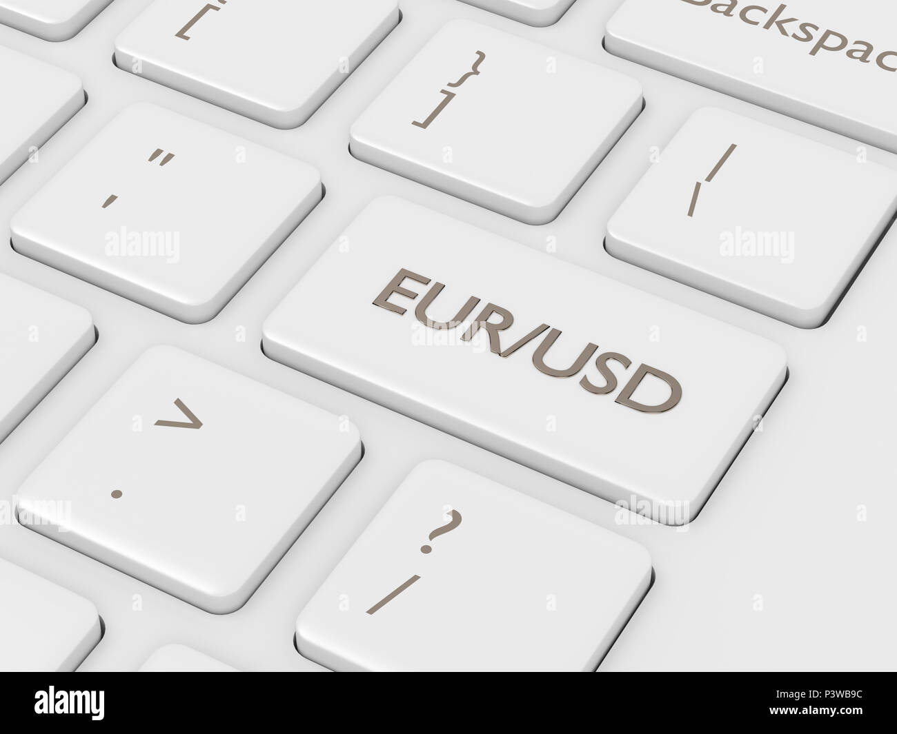 3d render of computer keyboard with euro and dollar button. Forex ...
