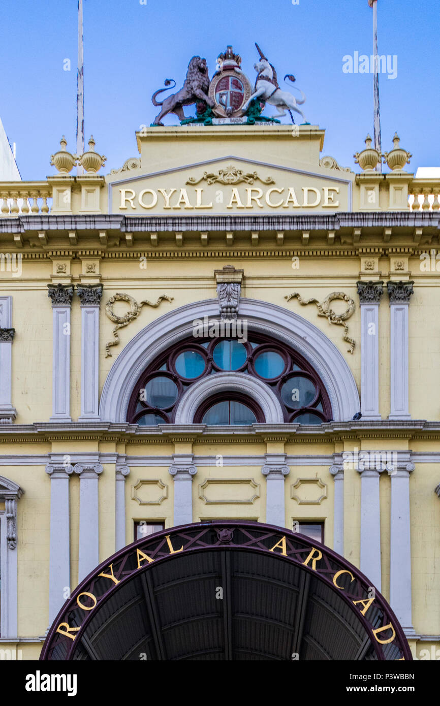 Australia, Melbourne, Royal Arcade, central business district, exterior ...