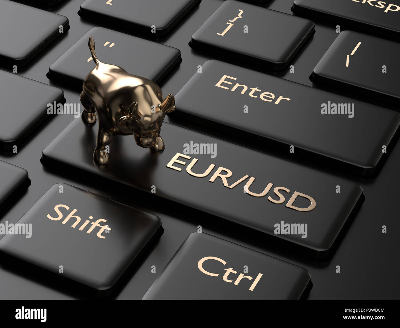 3d render of computer keyboard with euro and dollar button. Forex ...