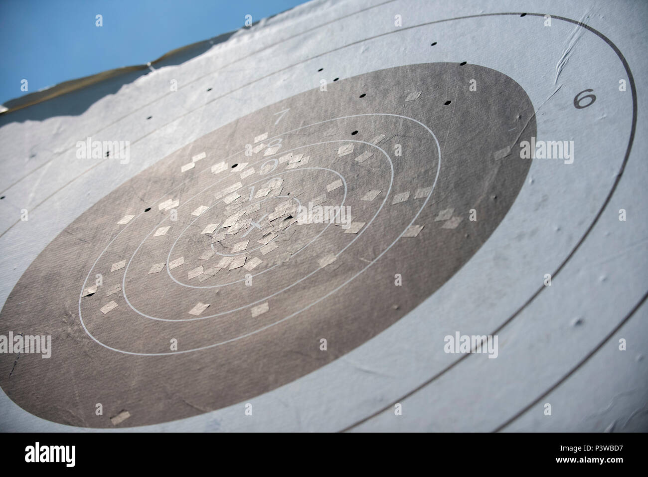 A sniper rifle range target is riddled by rounds from 800 meters during ...