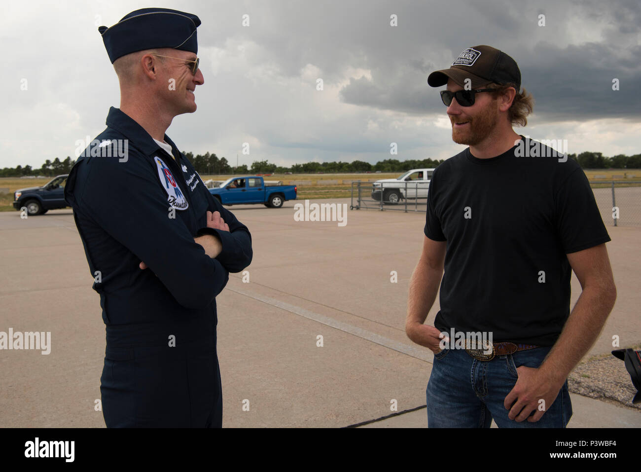 Chancey Williams speaks with Lt. Col. Christopher Hammond, U.S. Air ...