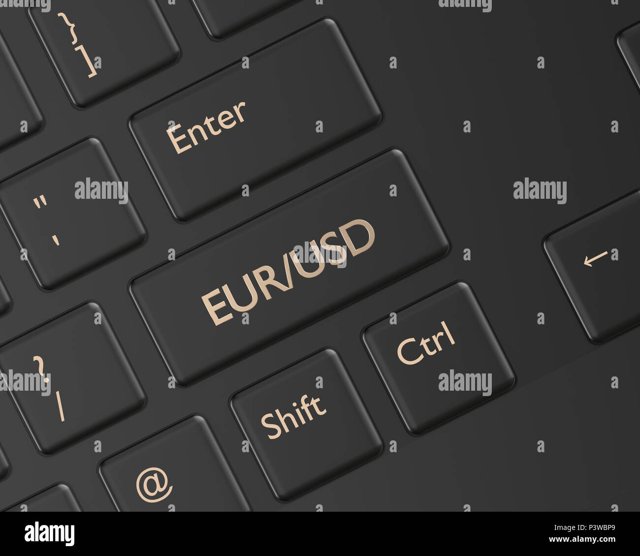 3d render of computer keyboard with euro and dollar button. Forex ...