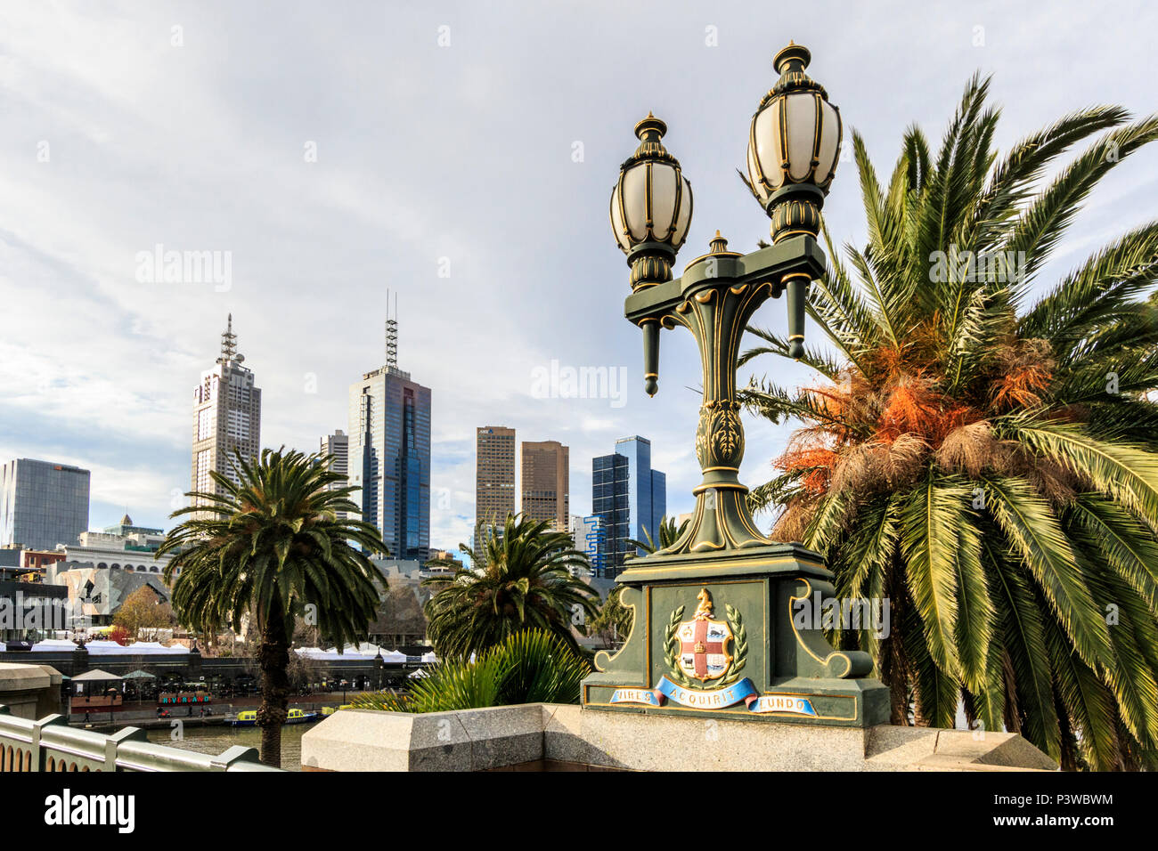Australia, Cast iron lamp post, Melbourne, Princes Bridge, Victoria ...