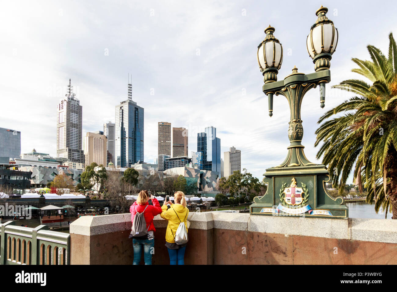 Australia, Cast iron lamp post, Melbourne, Princes Bridge, Victoria ...