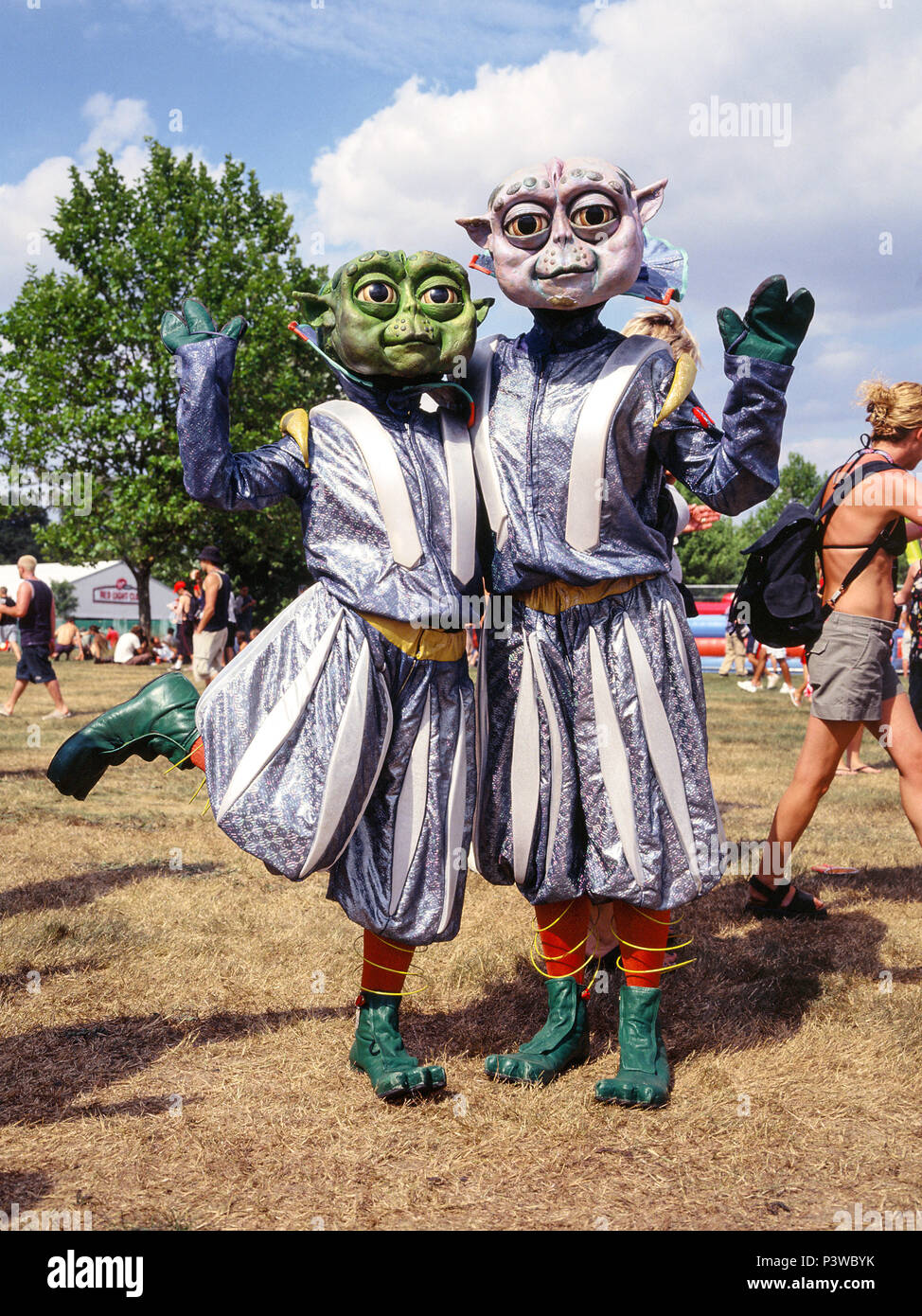 Fancy dress aliens at the V festival 2003 V2003, Chelmsford, Essex ...