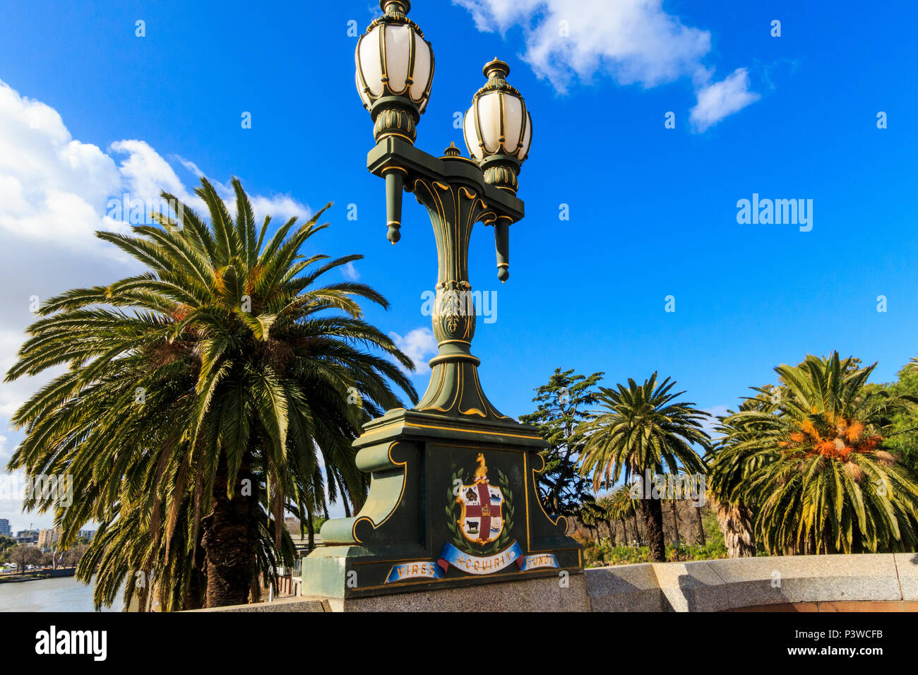 Australia, Cast iron lamp post, Melbourne, Princes Bridge, Victoria ...