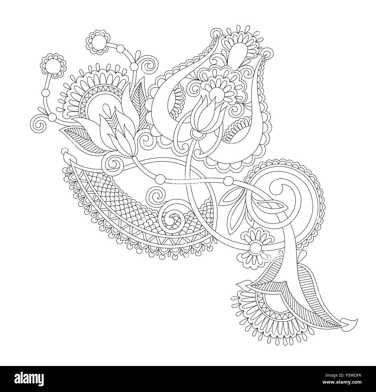 black line hand drawing of magic flower Stock Vector Image & Art - Alamy