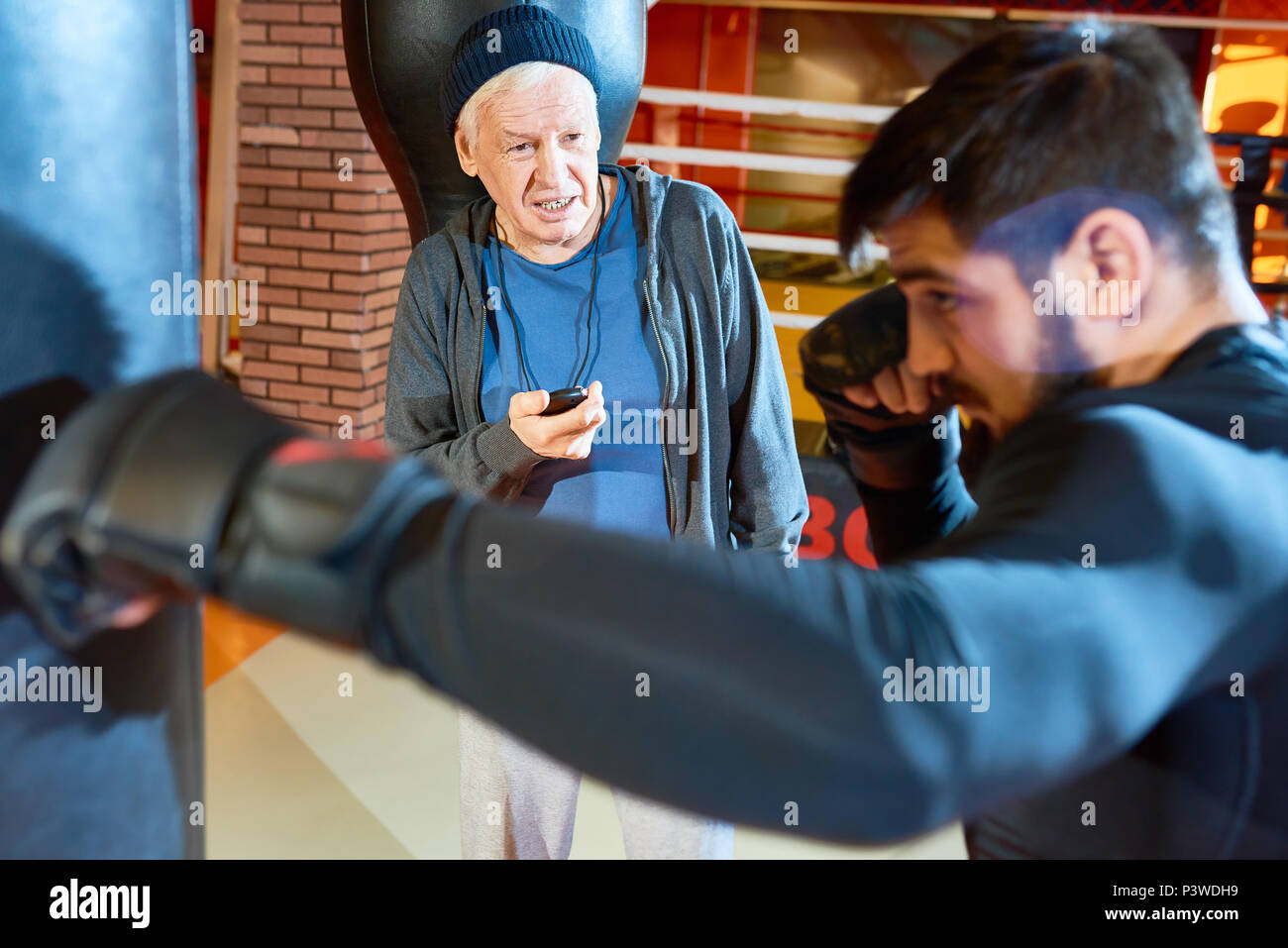 Boxing practice professional boxer trainer training hi-res stock ...