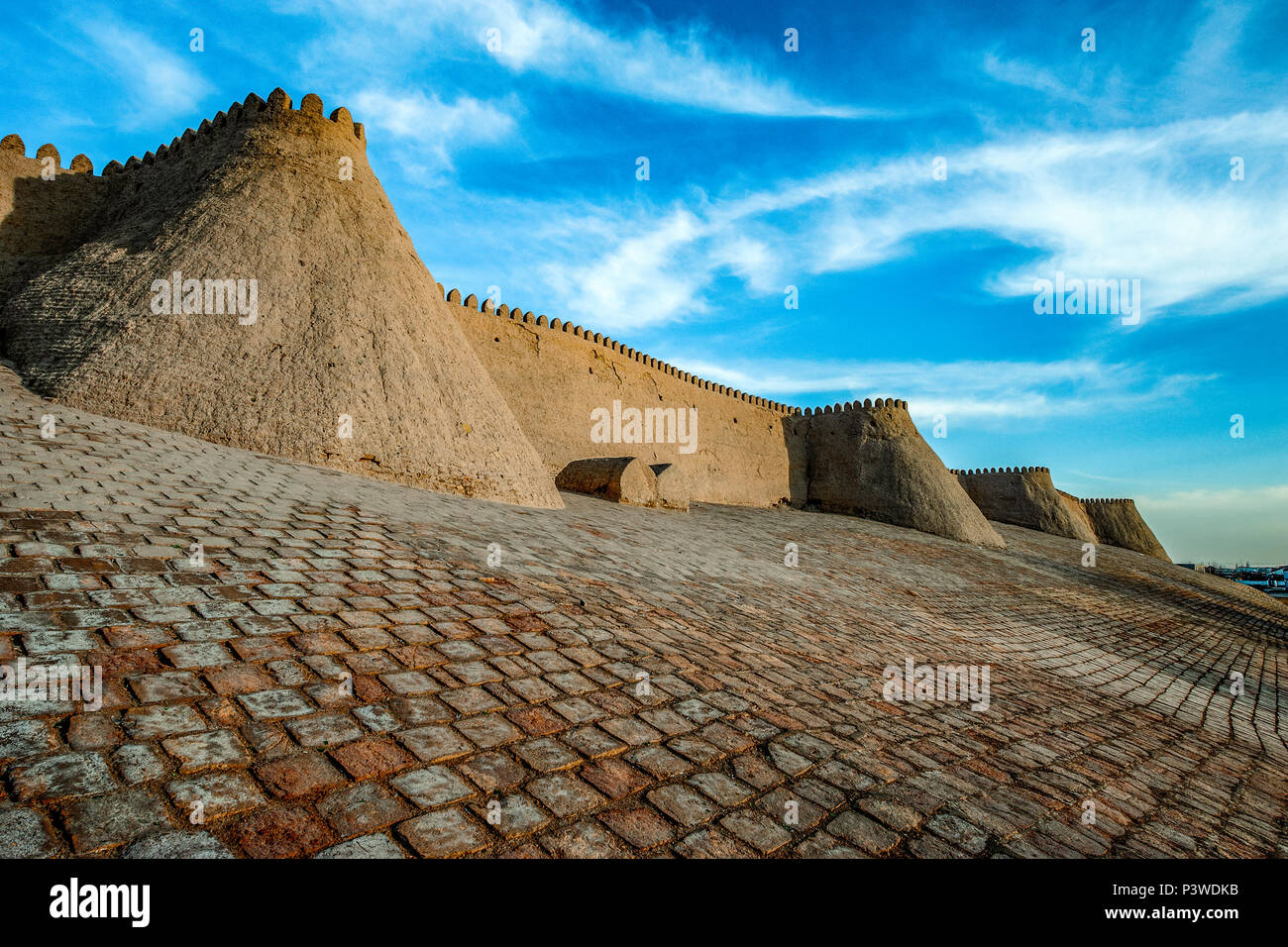 The west side walls of Khiva at sunset Stock Photo - Alamy