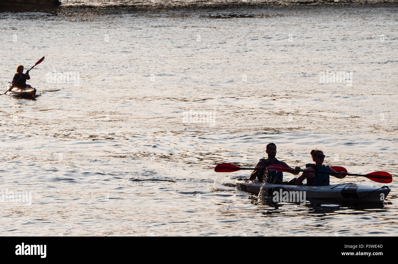 Kayaking, River Thames, nr South Bank, London, England, UK, GB Stock ...