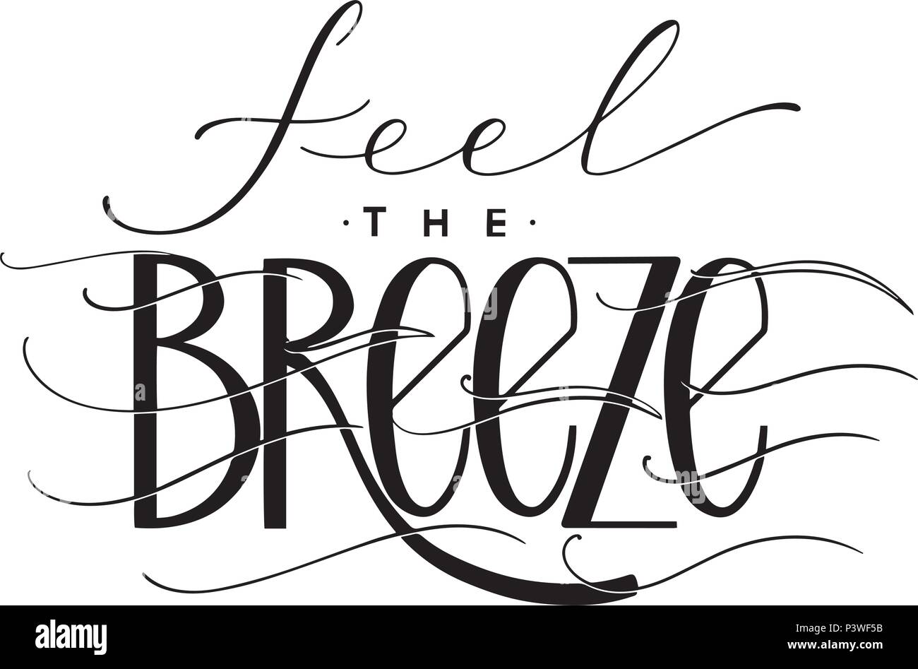 Feel the breeze lettering. Summer hand drawn text. Vector elements for ...