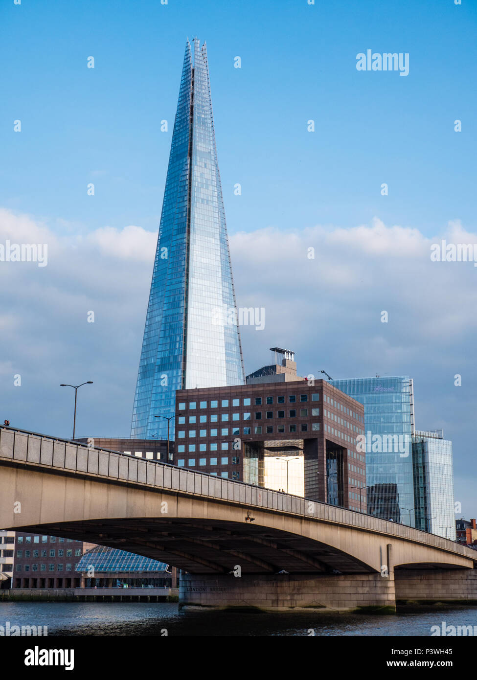The Shard and London Bridge, River Thames, London, England, UK, GB ...