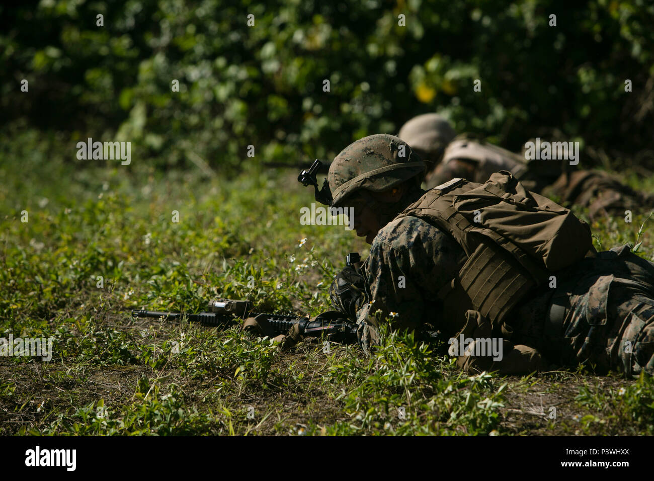 A U.S. Marine prepares a GG-20 flashbang grenade during a live-fire ...