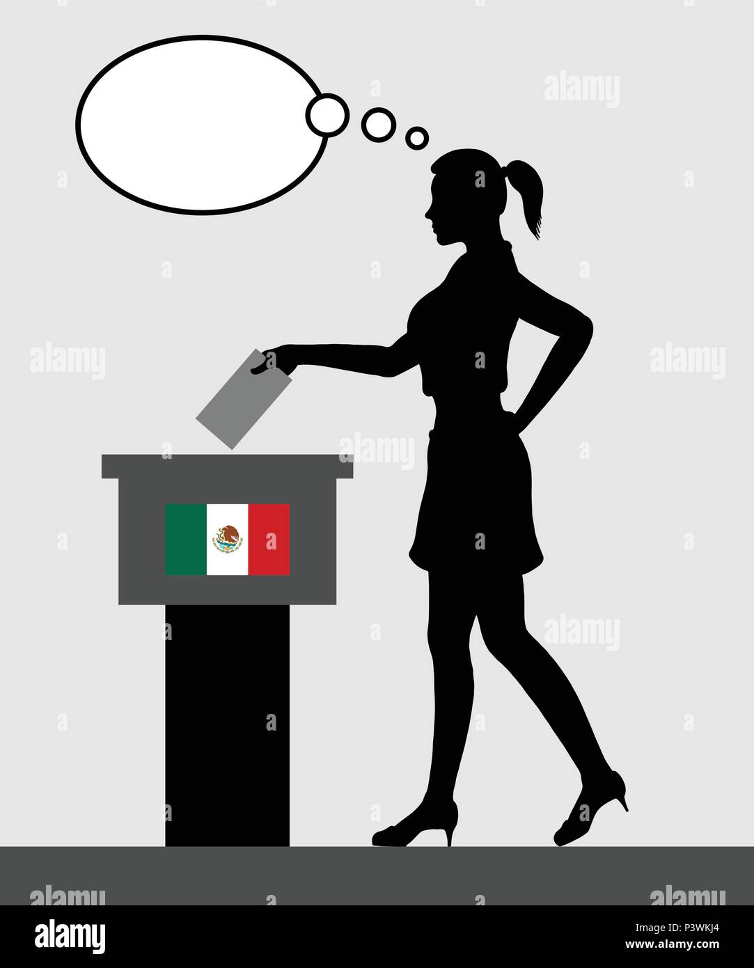 Mexican voter young woman voting for election in Mexico with thought ...