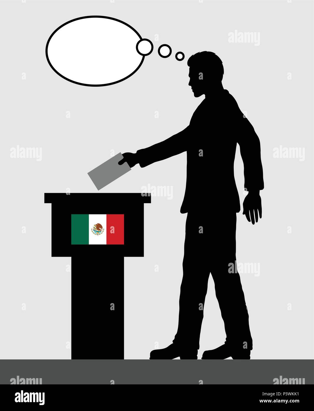 Mexican voter male voting for election in Mexico with thought bubble ...