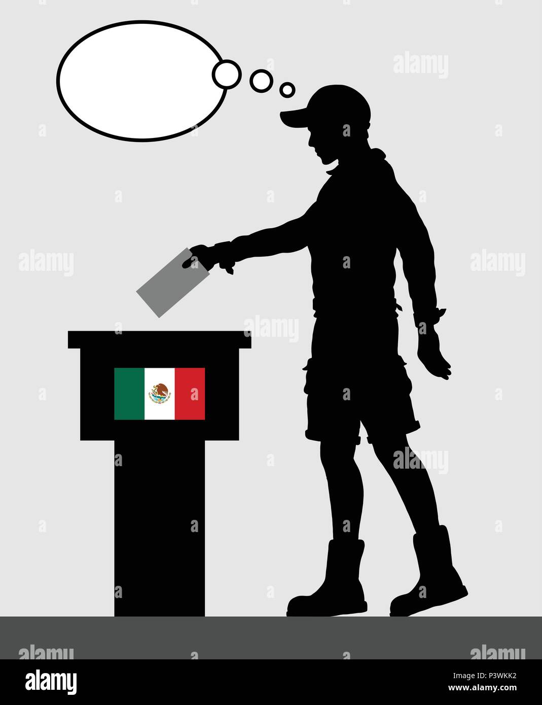 Mexican voter young man voting for election in Mexico with thought ...
