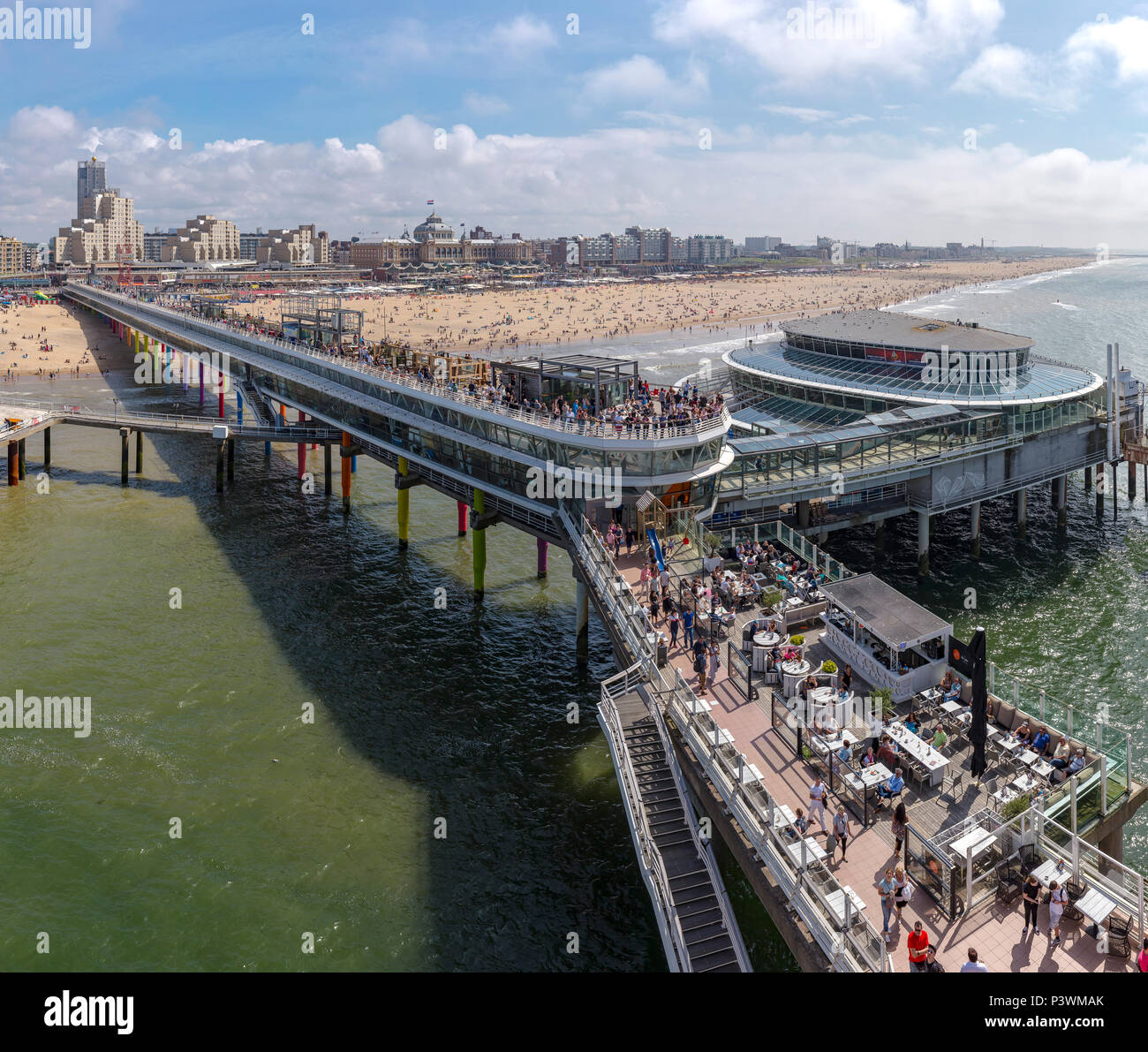 The Scheveningen Pier and the beach in front of the Grand Hotel Kurhaus ...