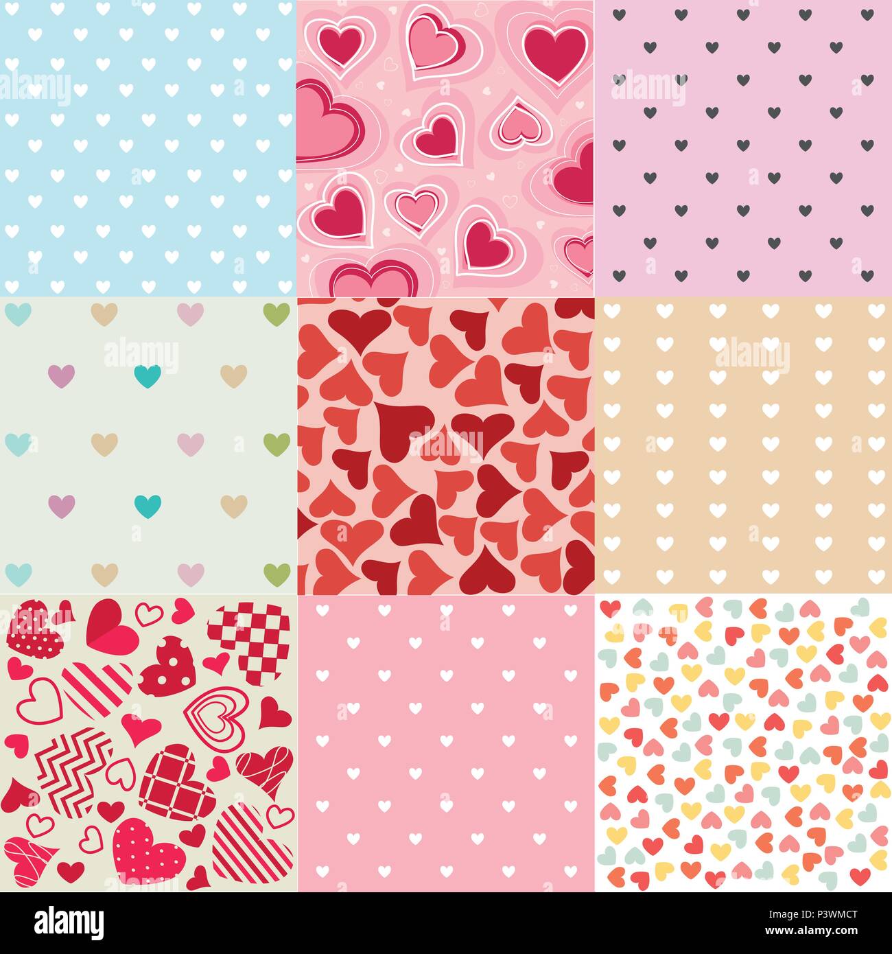 Seamless patterns Valentines Day, hearts patterns Stock Vector Image ...