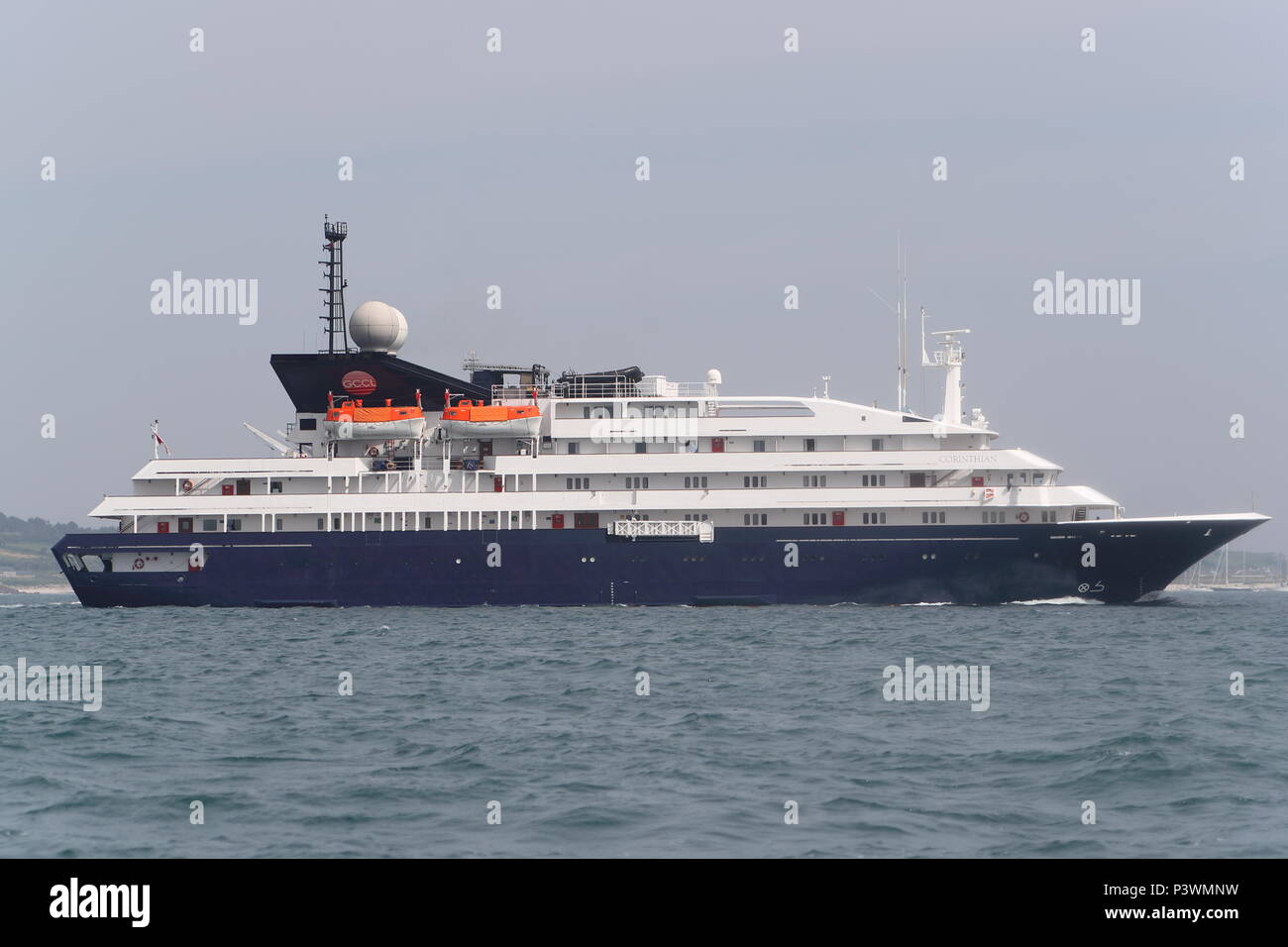The Cruise Ship MV Corinthian anchoring at the Isles of Scilly ...