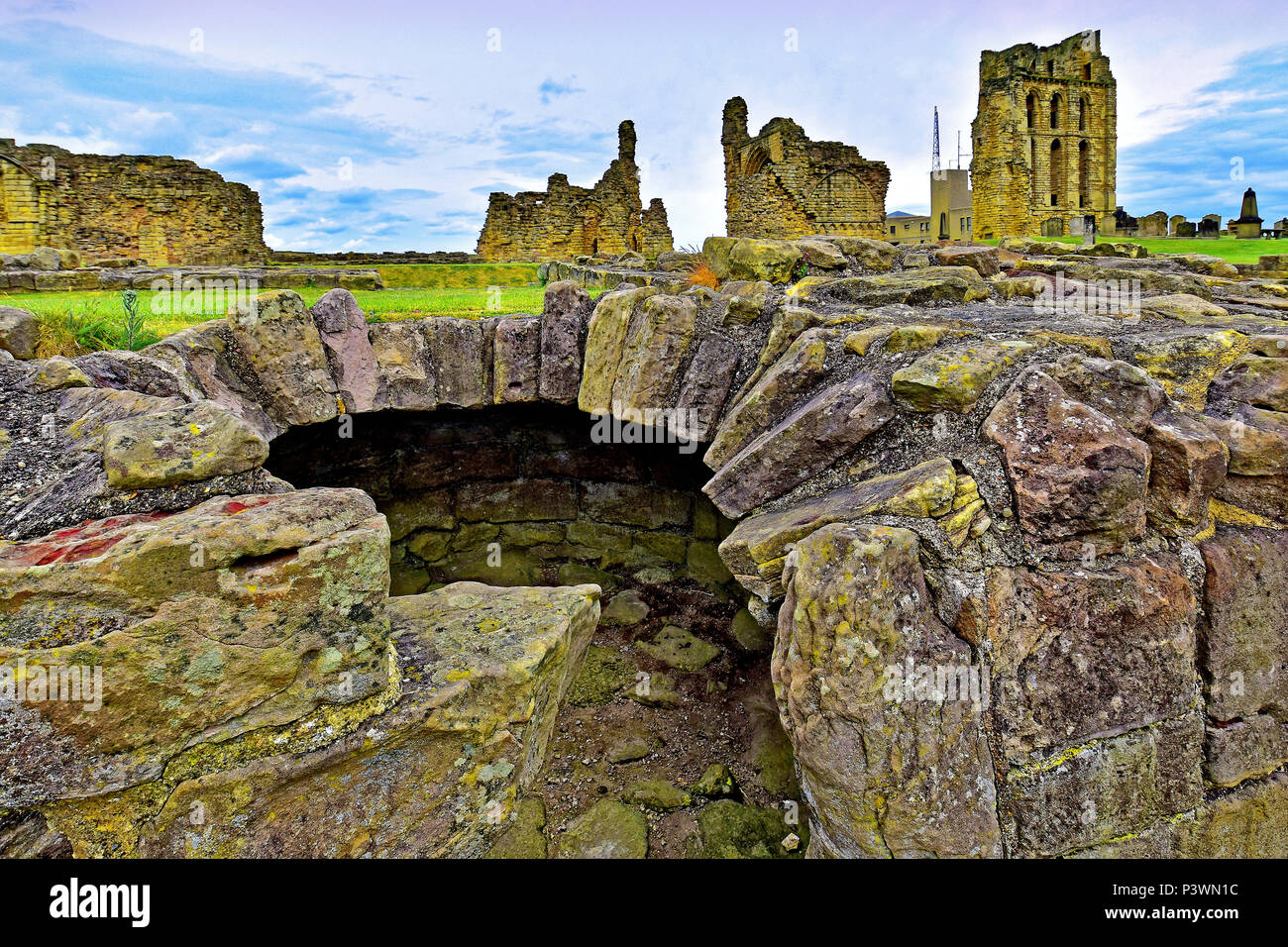 Tynemouth Priory well and its grounds Stock Photo - Alamy