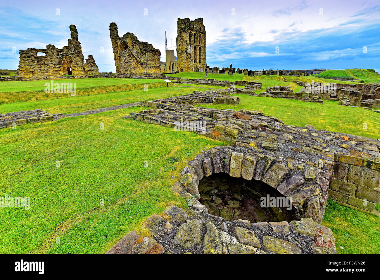 Tynemouth Priory well and its grounds Stock Photo - Alamy