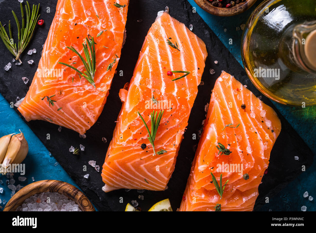 Salmon top view hi-res stock photography and images - Alamy